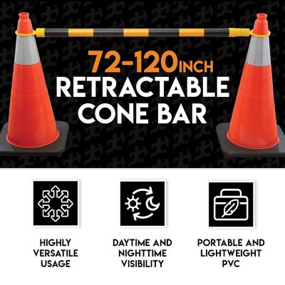 Xpose Safety Retractable Cone Bar, 6-10 ft. Length, Black/Yellow at ...