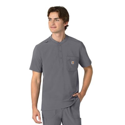Carhartt Men's Force Cross-Flex Henley Scrub Top, L,Pewter at Tractor ...