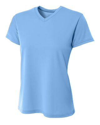 A4 Women's SPRINT Performance Short Sleeve V-Neck Shirt, S,Light Blue ...
