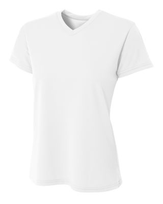 A4 Women's SPRINT Performance Short Sleeve V-Neck Shirt, M,White at ...