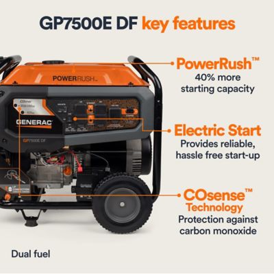 Generac 7,500-Watt Dual-Fuel 8011 GP7500E Compatible Portable Generator ...