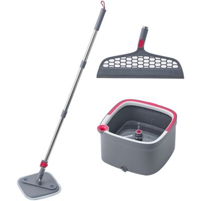 True & Tidy Clean Mop and Bucket System with Floor Sweeper Deluxe Set ...