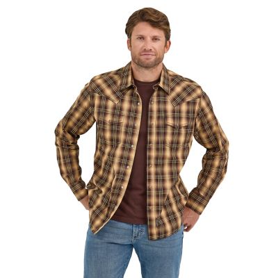 Wrangler Men's Retro Premium Snap Shirt, LT,Curry Plaid at Tractor ...