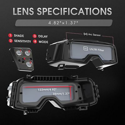 YesWelder True Color Auto Darkening Welding Goggles with Shield Mask at ...