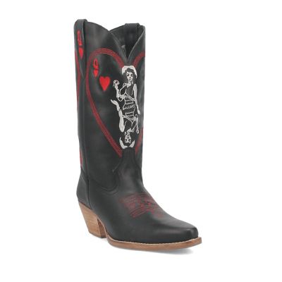 Dingo Queen A Hearts Leather Boot, 8 M,Black at Tractor Supply Co