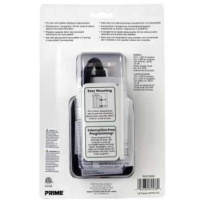 PRIME 2-Outlet Grounded Outdoor Countdown Timer with Photosensor at ...