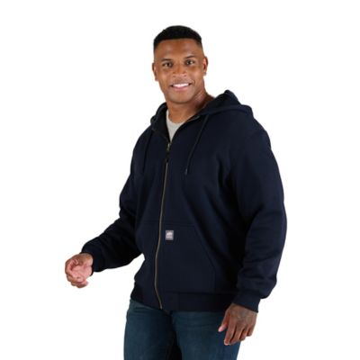 Berne Men's Grid Fleece-Lined Full-Zip Hooded Sweatshirt, L,Navy at ...