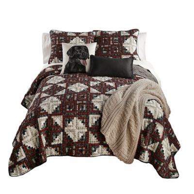 Donna Sharp Log Cabin Star Cotton Quilted Bedding Set, Queen,Red at ...