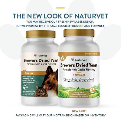 NaturVet Brewer's Dried Yeast Formula Plus Omegas Chewable Tablets for ...