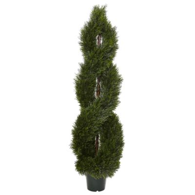 Nearly Natural 5 ft. Artificial Pond Cypress Spiral Topiary, UV ...