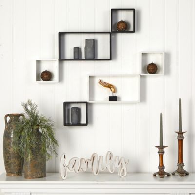 Nearly Natural 15 in. Modern Wall Art Decor Floating Shelves (Set of 6 ...