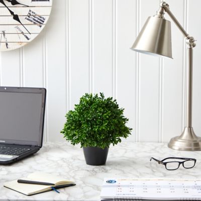 Nearly Natural Artificial 10 in. Boxwood Topiary Plant, UV-Resistant ...