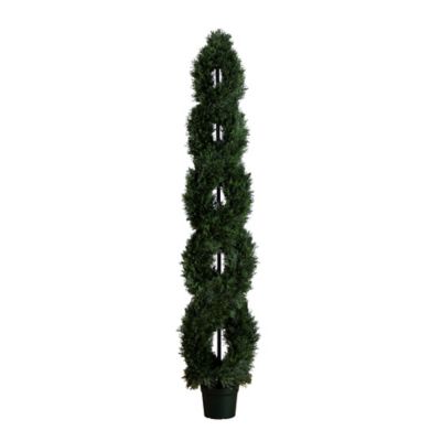 Nearly Natural 6 ft. Artificial Cypress Spiral Topiary, UV Resistant ...