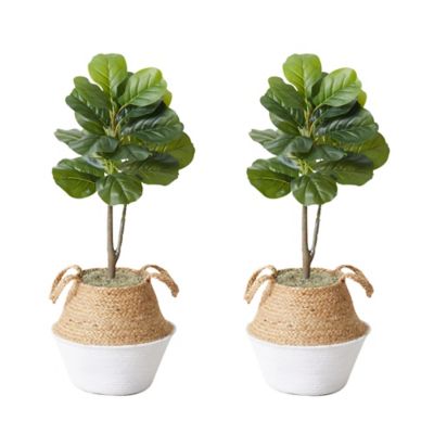 Nearly Natural 3 ft. Artificial Fiddle Leaf Fig Tree with Handmade ...