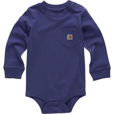 Carhartt Kids' Long-Sleeve Pocket Bodysuit for Babies, Stillwater, 9M ...