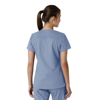 Carhartt Women's Force Essentials V-Neck Knit Panel Scrub Top, M,Ceil ...