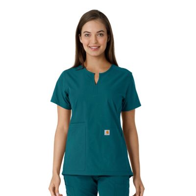 Carhartt Force Essentials Women's Notch Neck Tunic Knit Panel Scrub Top ...