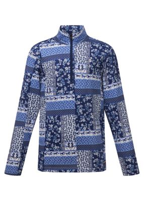 Kerrits Kids' Breeze Ice Fil Long-Sleeve Shirt, L,Lapis Patchwork at ...