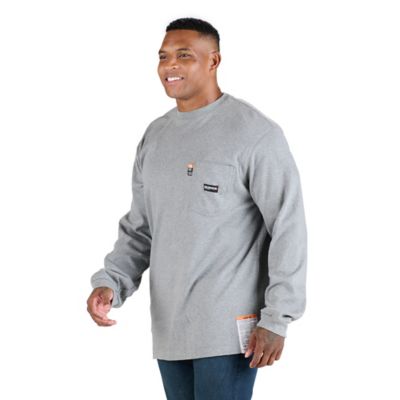 Berne Men's Flame Resistant Crew Neck Pocket T-Shirt, 2XL,Grey at ...