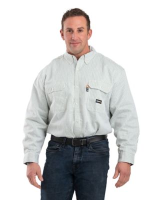 Berne Men's Flame-Resistant Button-Down Plaid Long-Sleeve Work Shirt ...