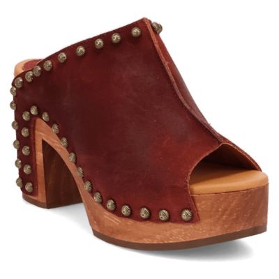 Dingo Women's Echo Wooden Sandals, 7 M,Merlot at Tractor Supply Co