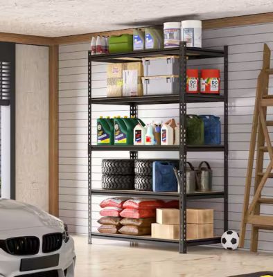 Veikous 5-Shelf 48 in. x 72 in. x 20 in. Metal Garage Storage Shelving ...