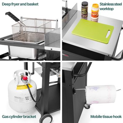 OuterMust Outdoor Kitchen Cart with 16 qt. Deep Fryer and Cabinet ...