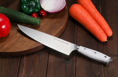 Think Outside The Plate 8 in. Chef Knife with Wood Box, Stainless Steel ...