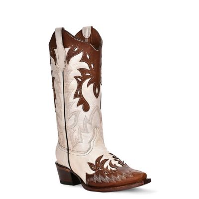 Circle G Women's Overlay and Embroidery Boot, 9 M,Pearl/Cognac at ...