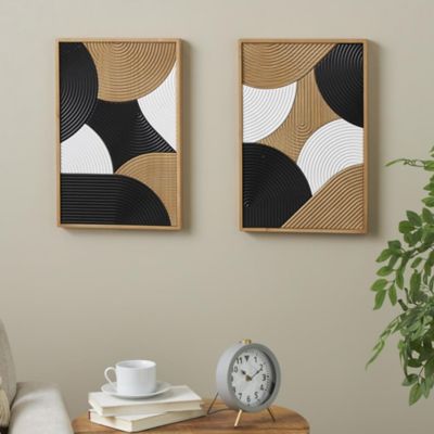 Harper & Willow Wooden Geometric Home Wall Decor with Black and White ...