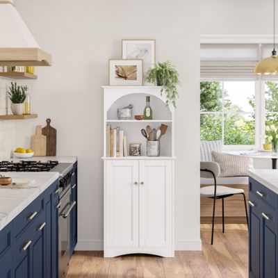 RiverRidge Home 2-Door Tall Kitchen Storage Cabinet with Open Shelves