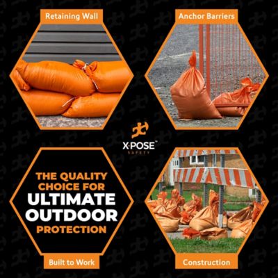 Xpose Safety 1000 Pack Polypropylene 50 lbs Orange Sand Bags 14 in. x ...