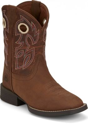 Justin Kid's Bowline Junior Western Boot, 2 D,Pecan Brown/Bronze Orange ...