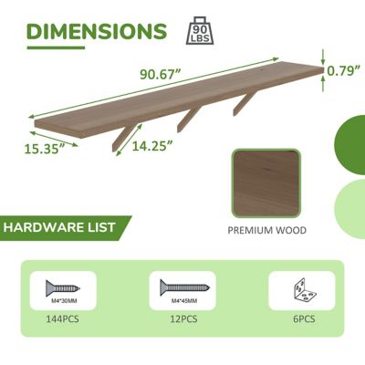 Veikous 90.67 in. Wood Floating Shelf Greenhouse Accessory for Plants ...