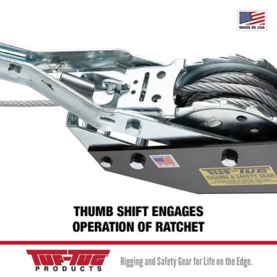 Tuf-Tug 6,000 lb. Capacity Cable Hoist Puller, 6 ft. Double Line, 3,000 ...