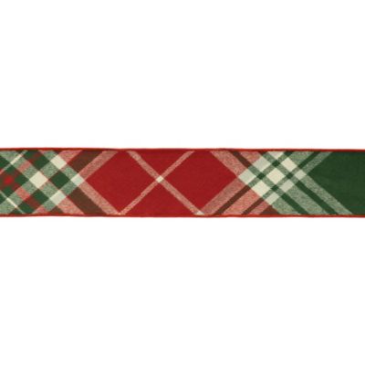 Melrose International White Plaid Wired Ribbon 4 in. x 5 y at Tractor ...