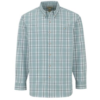 Blue Mountain Men's Plaid Stretch Poplin Long-Sleeve Button-Down Shirt ...