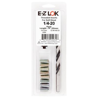 E-Z LOK Threaded Insert Installation Kit for Soft Wood - Flush - 1/4-20 ...