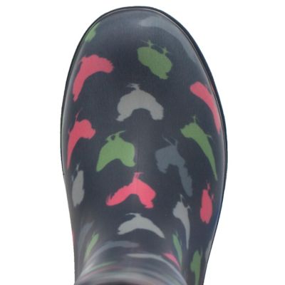 Blue Mountain Women's Chicken Print Tall Waterproof Rain Boots, Navy