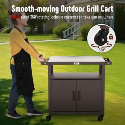 Feasto Outdoor Grill Cart with Stainless Steel Tabletop and Storage ...