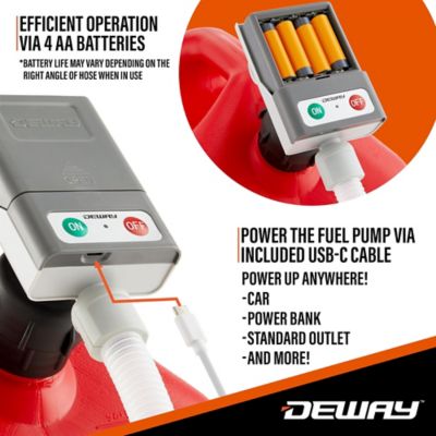 Deway Ultra Fast Can Fuel Transfer Pump, USB or Battery Powered with 51 ...