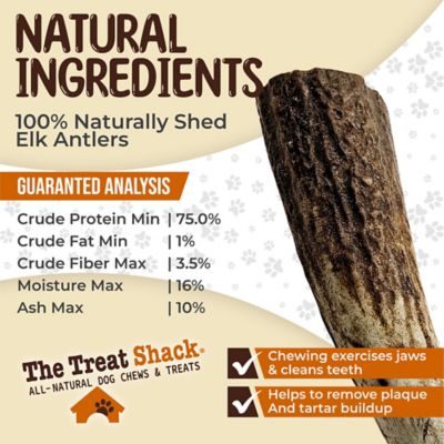 The Treat Shack Whole Naturally Shed 4 to 5 in. Elk Antler Dog Treats ...