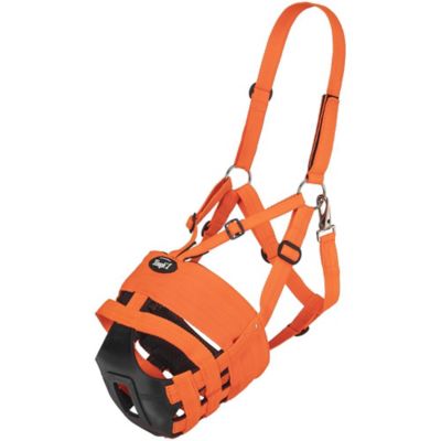 Tough1 Easy Breathe V-Nose Grazing Horse Muzzle, Small Horse,Orange at ...