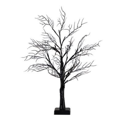 Nearly Natural 5 ft. Pre-Lit Halloween Deluxe Black Twig Artificial ...