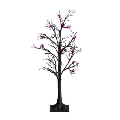 Nearly Natural 2 ft. Pre-Lit Artificial Halloween Spider Twig Tree with ...