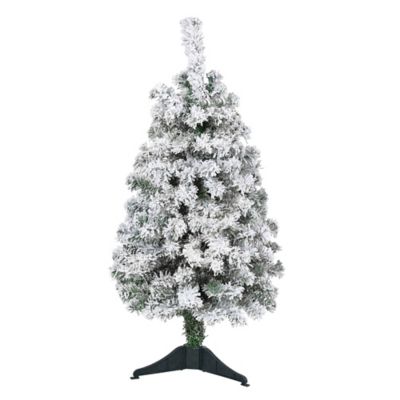Nearly Natural 3 ft. Flocked Rock Springs Spruce Artificial Christmas ...