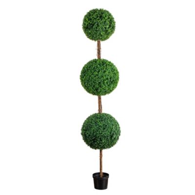 Nearly Natural 7 ft. UV Resistant Artificial Boxwood Topiary Tree ...
