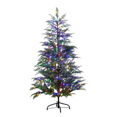 Nearly Natural 5 ft. Pre-Lit Artificial Park City Pine Christmas Tree ...