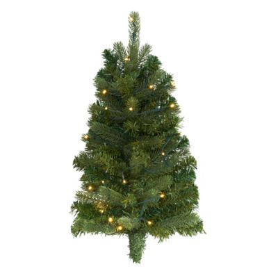 Nearly Natural 3 ft. Flat Back Wall Hanging Artificial Christmas Tree ...
