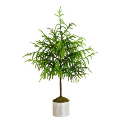 Nearly Natural 3 ft. Artificial Real Touch Norfolk Island Pine in Metal ...